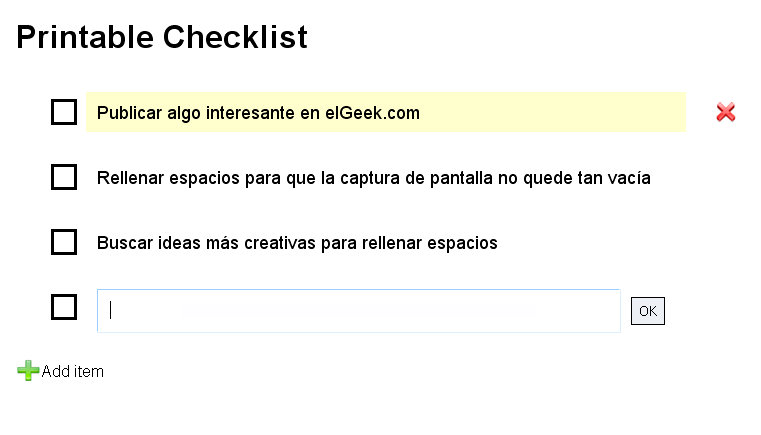 Crea e Imprime listas online con Printable Checklist | ElGeek