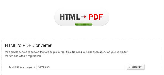 Convertir un sitio web en PDF con «HTML to PDF Converter» | ElGeek