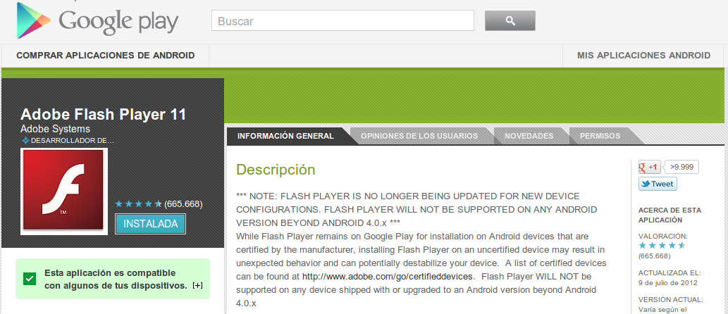 Adobe le da el adiós definitivo a Flash Player para Android | ElGeek
